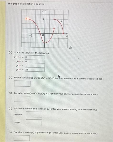 solved the graph of a function g is given a state