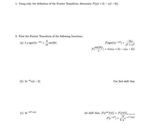 Solved 1 Using Only The Definition Of The Fourier