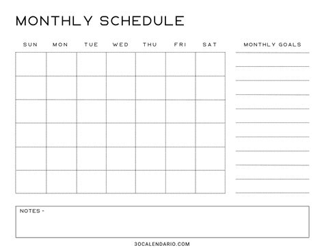 Monthly Schedule Template Artofit
