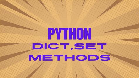 Python Dict Set Functions Youtube
