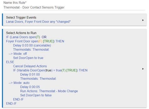 Help With Door Sensor 📐 Rule Machine® Hubitat