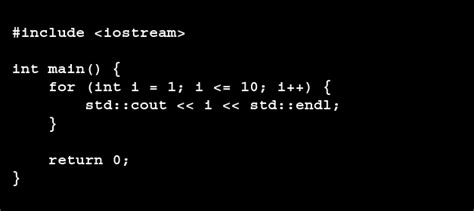 C Program Print Numbers 1 To 10