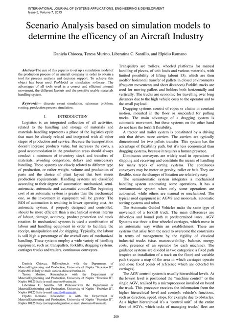 PDF Scenario Analysis Based On Simulation Models To Determine The Efficency Of An Aircraft