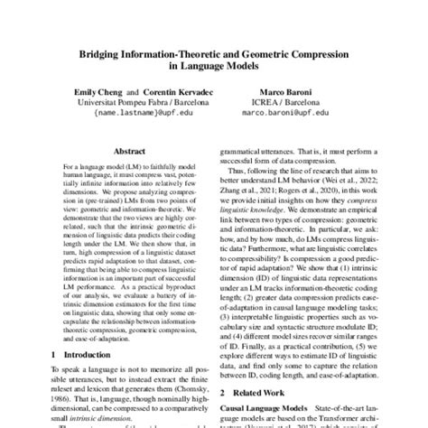 Bridging Information Theoretic And Geometric Compression In Language