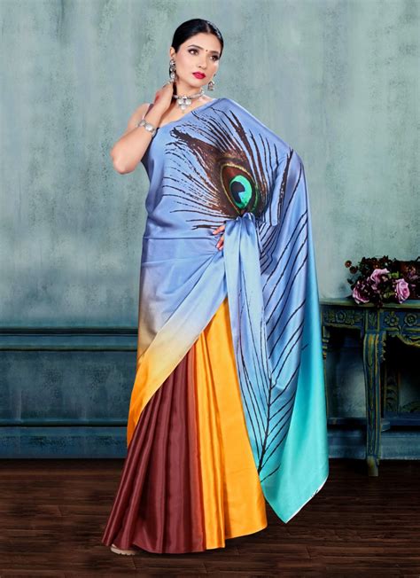 Japanese Satin Ombre Multi Saree Rsm Silks Online