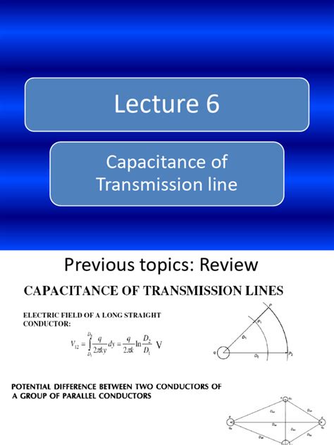 Lecture 6 Capacitance Of Transmission Lines Download Free Pdf Capacitance Electric Power