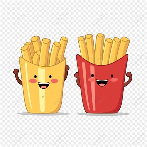 흰색 배경 만화 디자인에 고립 된 감자 튀김의 쌍 튀김 클립 아트 벡터감자튀김 Png 일러스트 무료 다운로드 Lovepik
