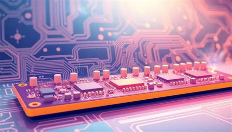 Circuit Board With Chips Wires Connectors And Electronic Components Stock Image Image Of