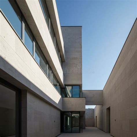 Modern Architectural Design Featuring Angular Concrete Structures With Large Glass Stock