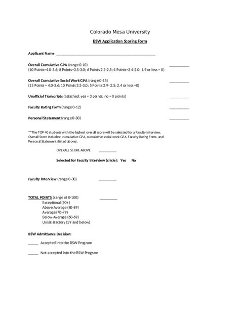 Bsw Personal Statement Scoring Doc Template Pdffiller