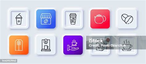 차와 커피 세트 아이콘입니다 티백 콩 컵 나뭇잎 카페 뜨거운 음료 증기 시간 휴식 휴식 외식 당신과 함께 가져 가라 음료 개념