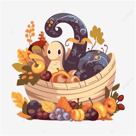 Cute Cornucopia Vector Sticker Clipart Cute Spooky Octopus Is In A