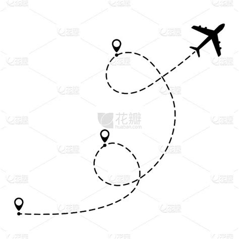 飞机线路径矢量图标飞行插图素材 花瓣网
