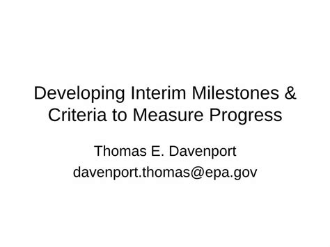 Pdf Developing Interim Milestones And Criteria To Measure Progress