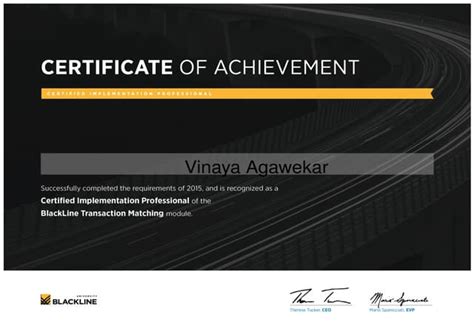 Blackline Transaction Matching Certificate Ppt