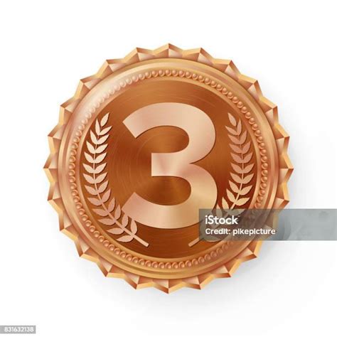 동메달 벡터입니다 청동 구리 3 장소 식 상자 명예 수상입니다 백색에 절연 되어 있습니다 올리브 분기 합니다 현실적인 그림 3에 대한 스톡 벡터 아트 및 기타 이미지