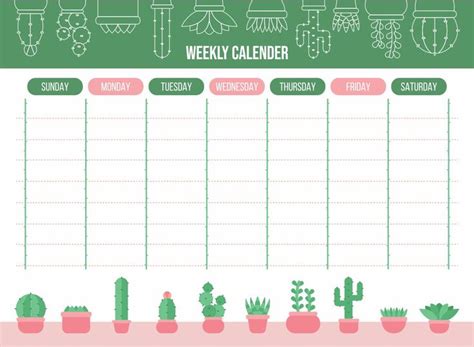 Cute Printable Weekly Calendar Weekly Calendar Template Calendar