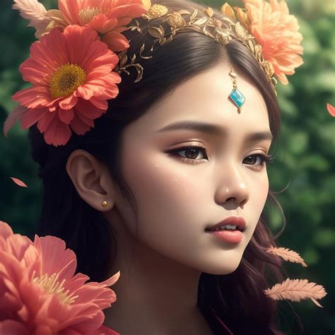 Premium Ai Image Flower Girl
