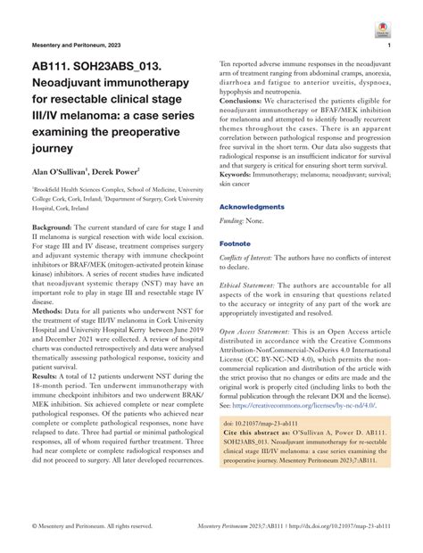 Pdf Ab111 Soh23abs013 Neoadjuvant Immunotherapy For Resectable