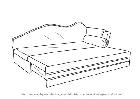 How To Draw Sofa Cum Bed Furniture Step By Step DrawingTutorials101 Com