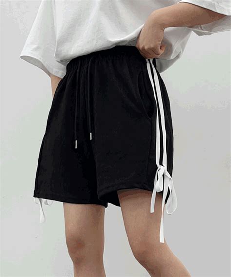 두줄리본 트레이닝 팬츠 숏팬츠 여름반바지 리본반바지 에이블리