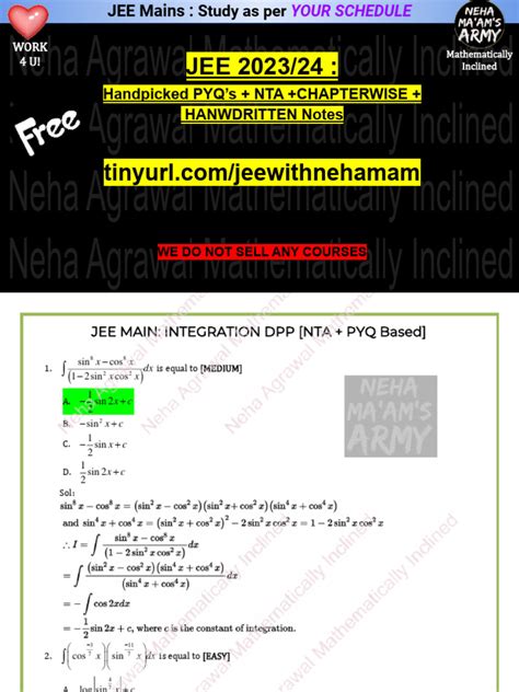 Jee 2023 Integration Dpp Solution Pdf Mathematical Analysis