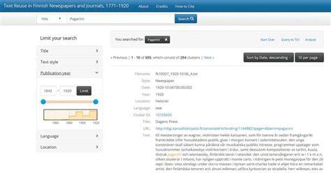 The User Interface Of The Text Reuse Database Download Scientific