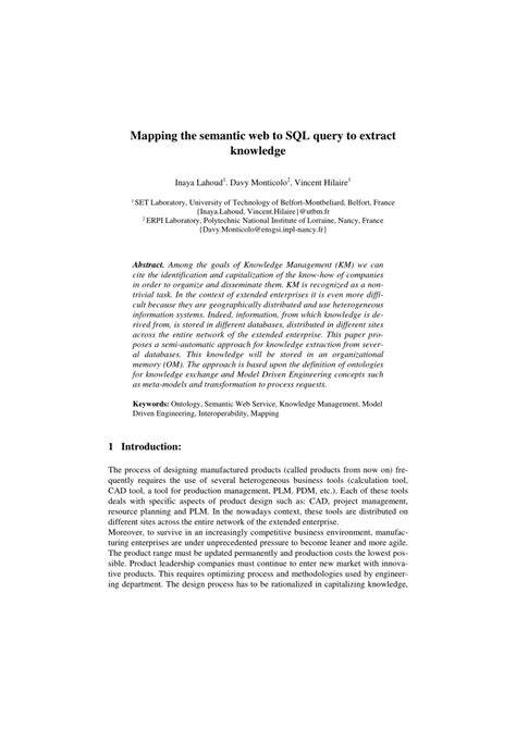 Pdf Mapping The Semantic Web To Sql Query To Extract Knowledge