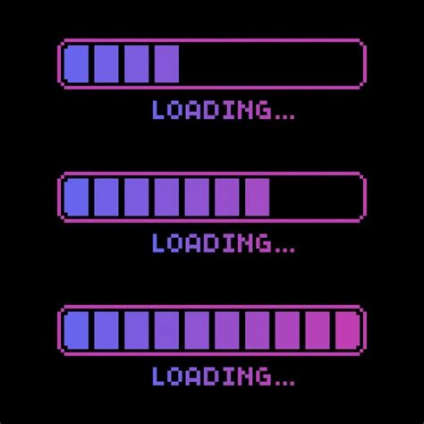 Premium Vector Progress Loading Bar Purple Pink Gradient Pixel Art Style
