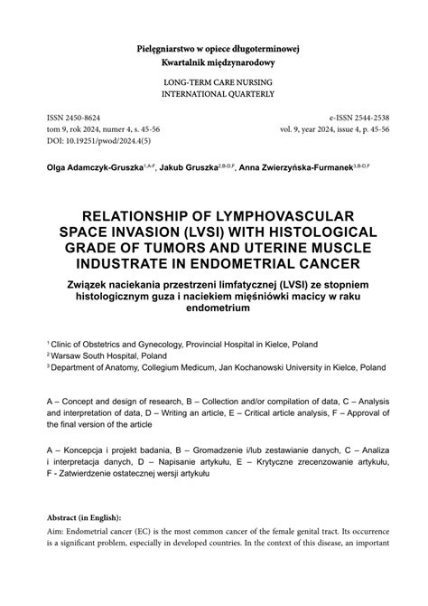 Pdf Relationship Of Lymphovascular Space Invasion Lvsi With