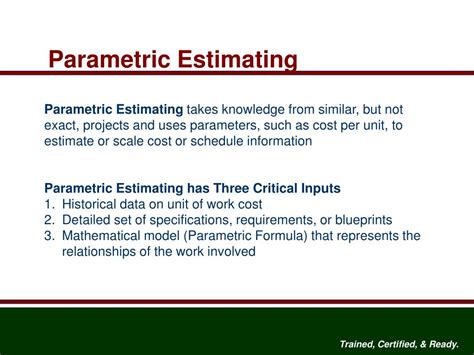 Parametric Estimating Pmp Concept Formula Examples Pr