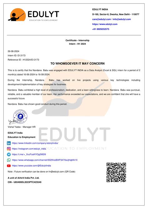 Nandana Babu On Linkedin I Have Successfully Completed The 2 Month Internship In Data Analysis