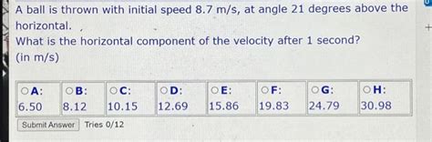 Solved A Ball Is Thrown With Initial Speed M S At Angle Chegg
