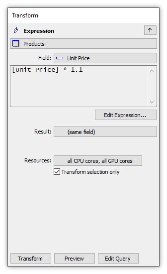 example transform field values using an expression