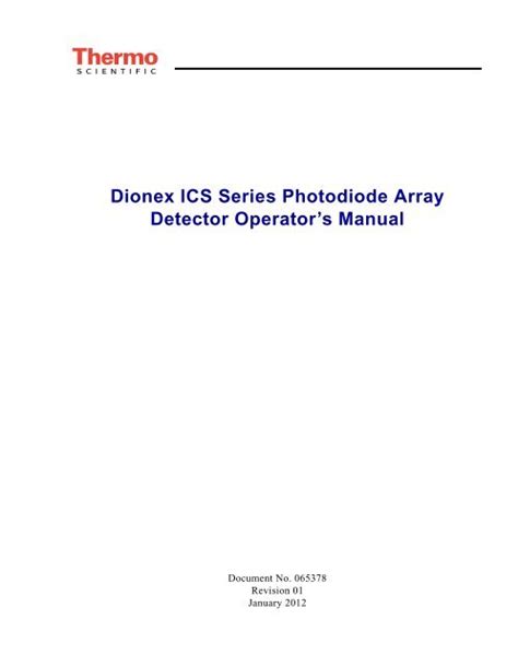 Dionex PDA Photodiode Array Detector Operator S Manual