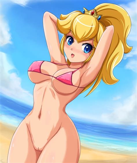 Rule 34 Armpits Arms Up Bikini Bottomless Clothes Female Mario
