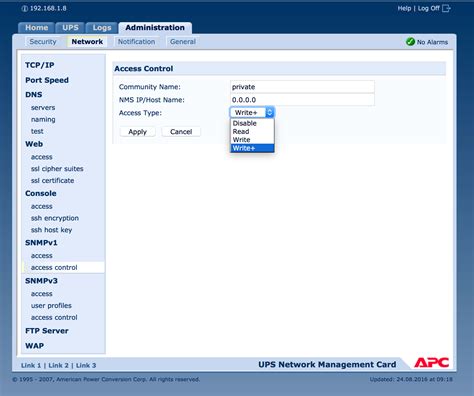 Permissions What Is The Difference Between The Write And Write Modes On An APC SNMP Card