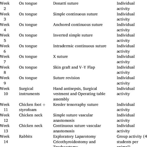 Sixth Semester Schedule Basic Surgical Skills Download Scientific Diagram