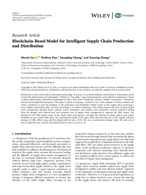 Pdf Blockchain Based Model For Intelligent Supply Chain Production