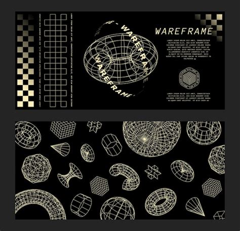 Premium Vector 3d Grid Shapes Banner Set