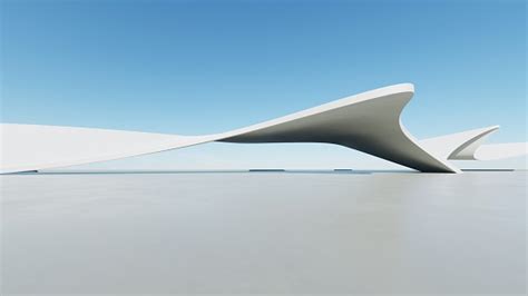 추상적 인 흰색 곡선 건축 배경 반사 콘크리트 바닥이있는 빈 물결 모양 공간 미래 지향적 인 현대적인 인테리어 배경 뒤틀린 건물의 3d 렌더링 0명에 대한 스톡 사진 및