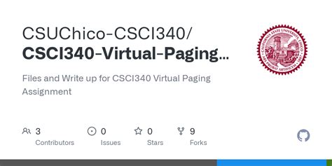 GitHub CSUChico CSCI340 CSCI340 Virtual Paging Assignment Files And