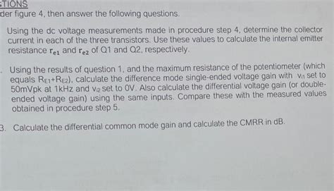 Solved Using The Dc Voltage Measurements Made In Chegg Com