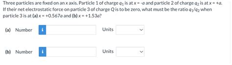 Solved Three Particles Are Fixed On An X Axis Particle Of Chegg Com