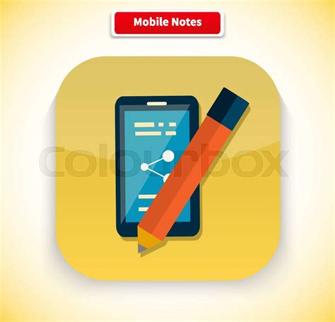 Mobile Notes App Icon Flat Style Design Stock Vector Colourbox