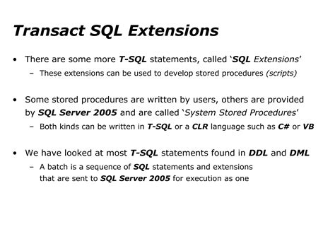 Lecture 2 Ms Sql Stored Procedures Ppt