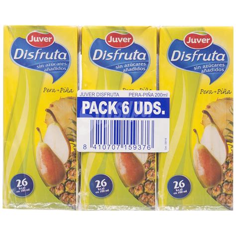 Juver Disfruta Néctar De Pera Y Piña Sin Azúcares Añadidos Pack 6 Briks