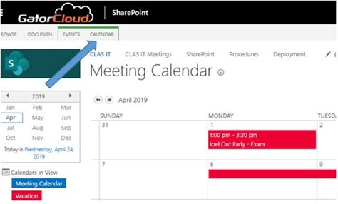 Calendar Sharepoint Outlook Mina Loleta