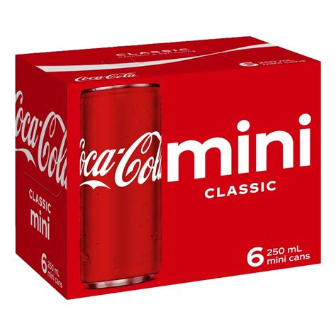 Coca Cola Classic Mini 250ml Can 6 Pack Camperdown Cellars