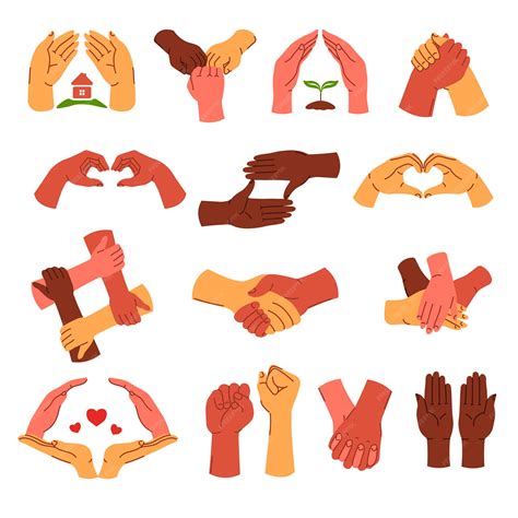 Premium Vector Hands Gestures And Symbols Unity And Love Vector